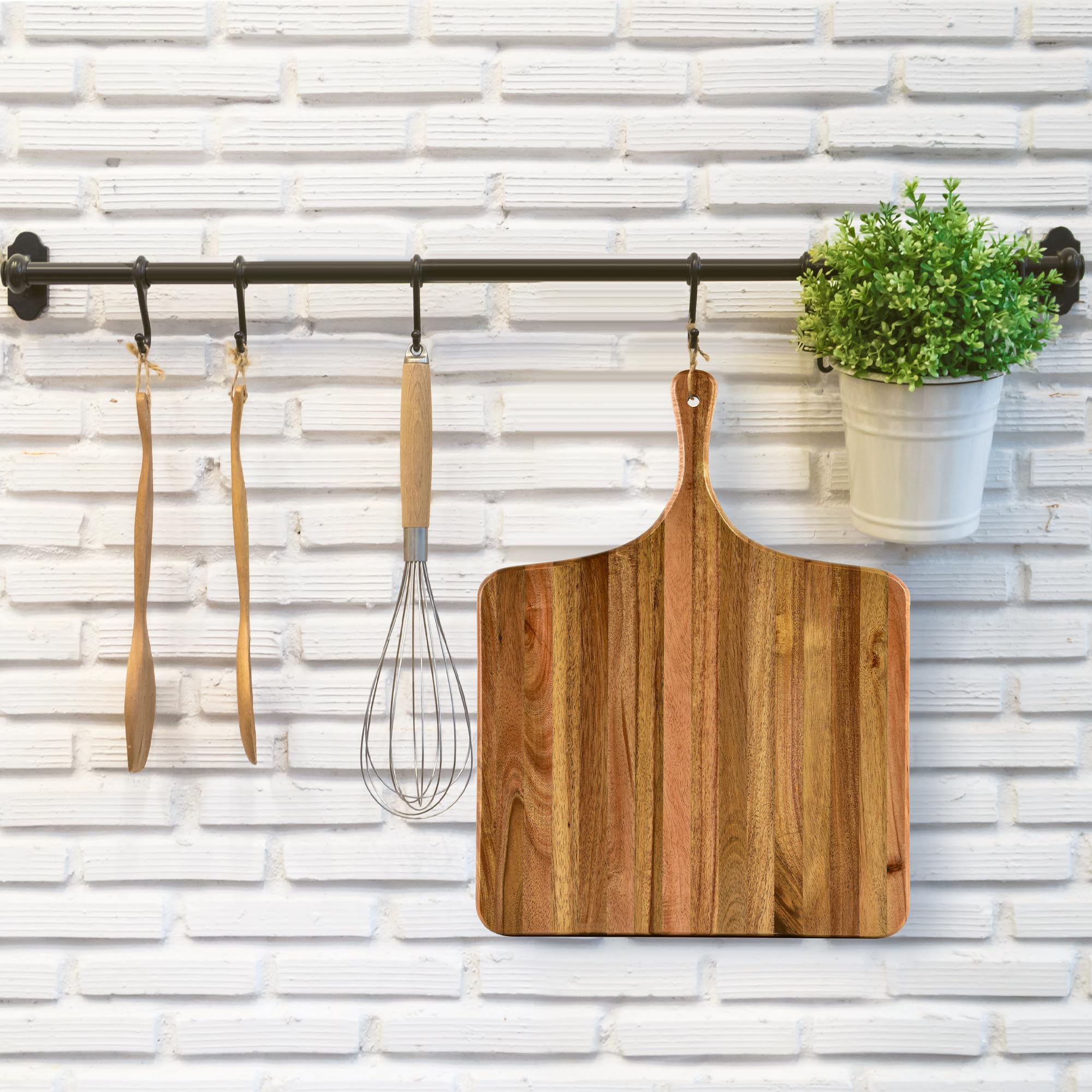 KITEISCAT Large Acacia Wood Cutting Board with Handle, 17" x 13" - Ideal for Meat, Cheese, Veggies, Bread, Charcuterie - Decorative Serving Board