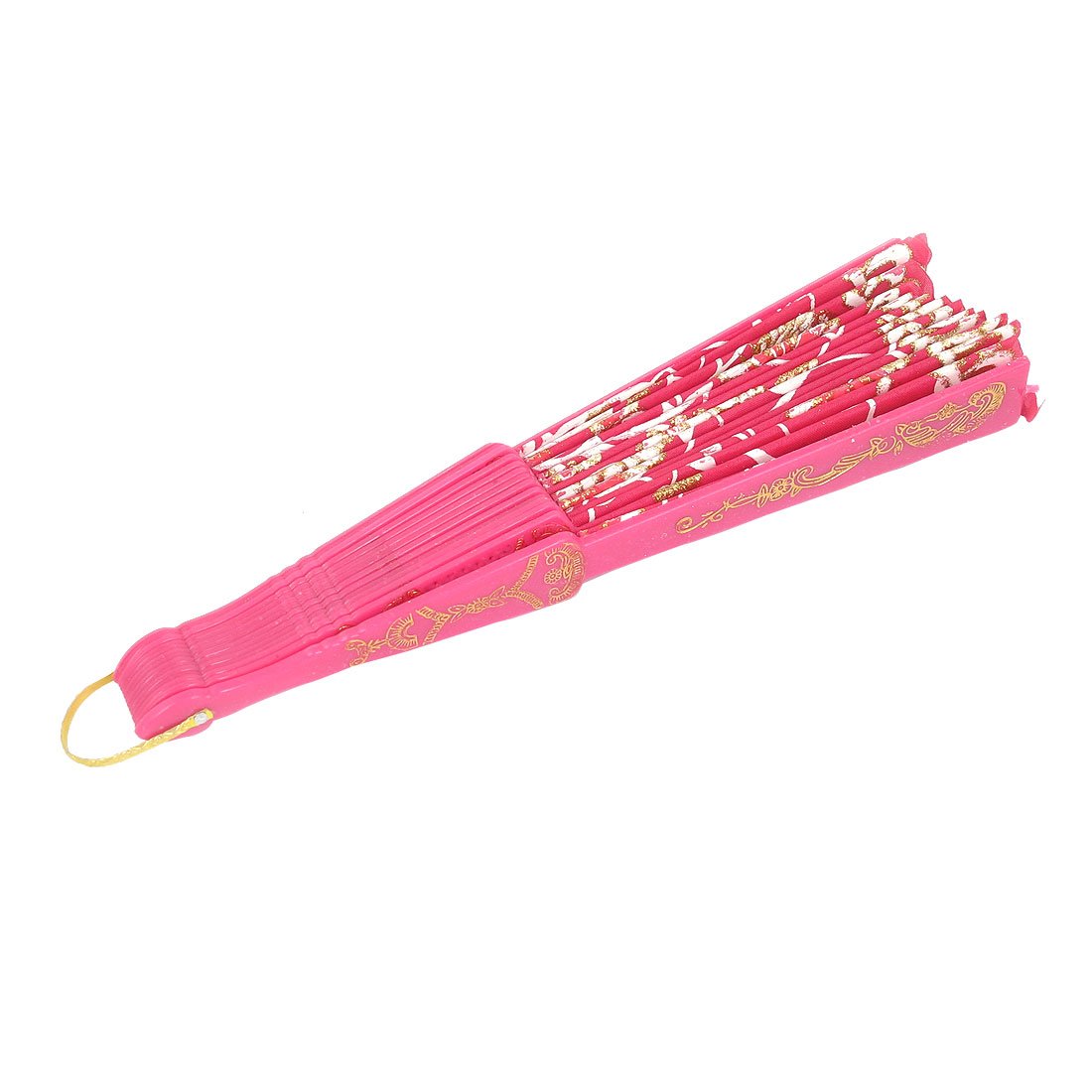 Qtqgoitem Wedding Party Plastic Frame Flower Print Folding Hand Fan w D Ring (model: 138 2a9 cc8 d39 a19)