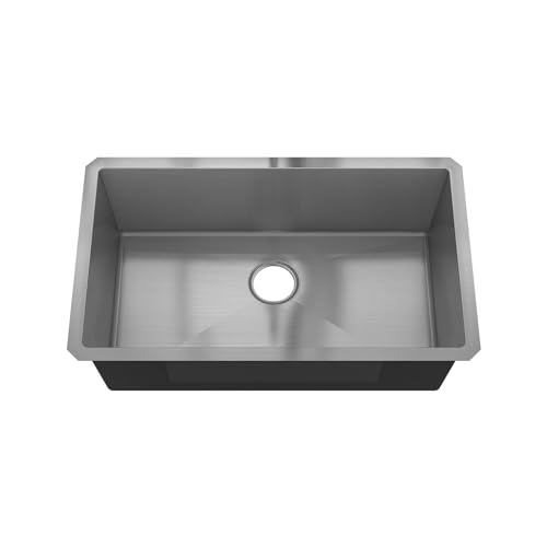 Sinber 32" x 19" x 10" Undermount Single Bowl Kitchen Sink with 18 Gauge 304 Stainless Steel Satin Finish HU3219S-S (Sink Only)