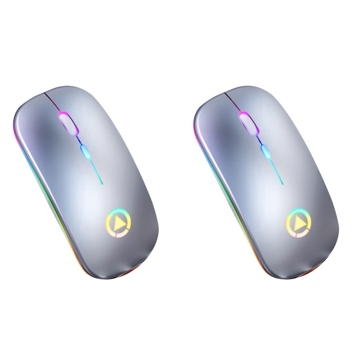 SOLUSTRE 2pcs Ergonomic Light Long- Lasting Notebook Noiseless Gamers Grey Rechargeable Luminescent Computer Gaming Mute Mice Home for Charging Desktop Gamer Optical Mobile