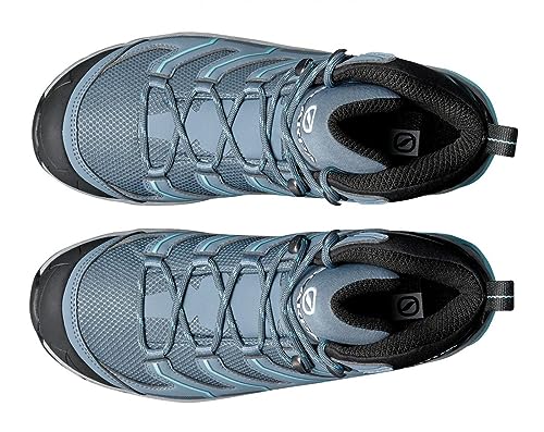 SCARPA Women's Maverick Mid GTX Waterproof Gore-Tex Lightweight Boots for Backpacking and Hiking - Storm Grey/Aqua - 8-8.5 Women/7-7.5 Men