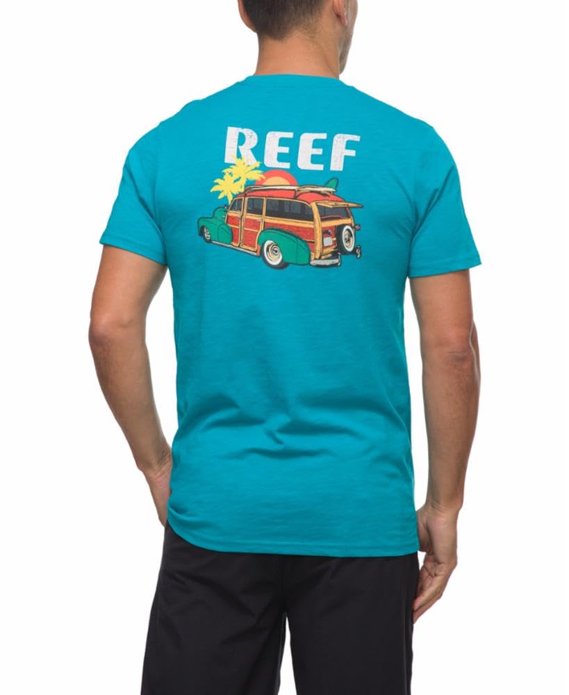 Reef Mens Short Sleeve Slub Tee - Lamppost (Vivid Blue, X-Large)