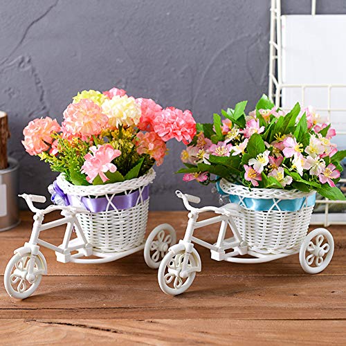 Luwsldirr Rattan Flower Basket Vase Tricycle Bicycle Model Home Garden Wedding Party Decor