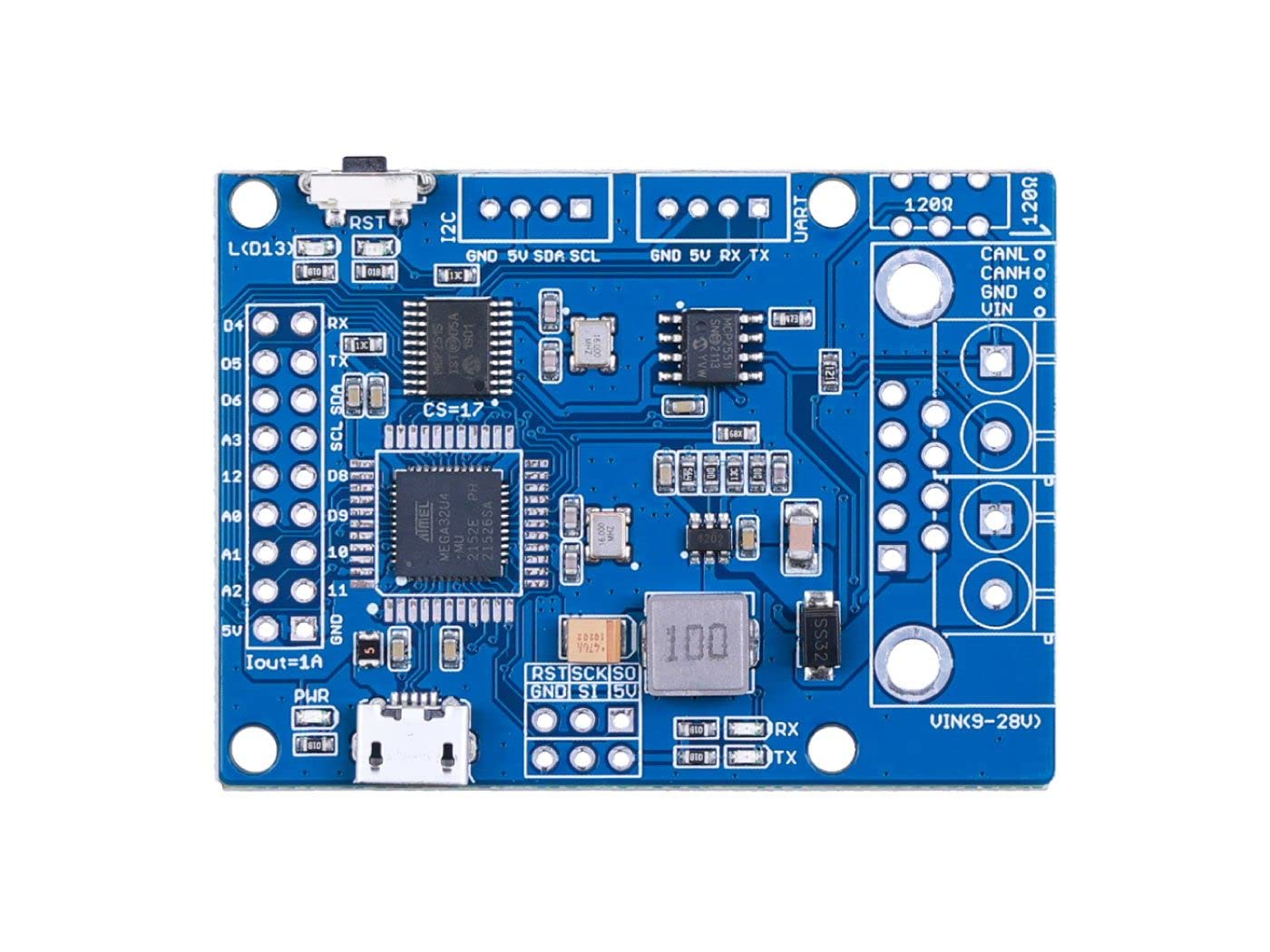 Seeed Studio CANBed - Arduino CAN-Bus Development Kit, ATmega32U4 with Arduino Leonardo Bootloader, MCP2515 and MCP2551 CAN-Bus Controller and Transceiver.