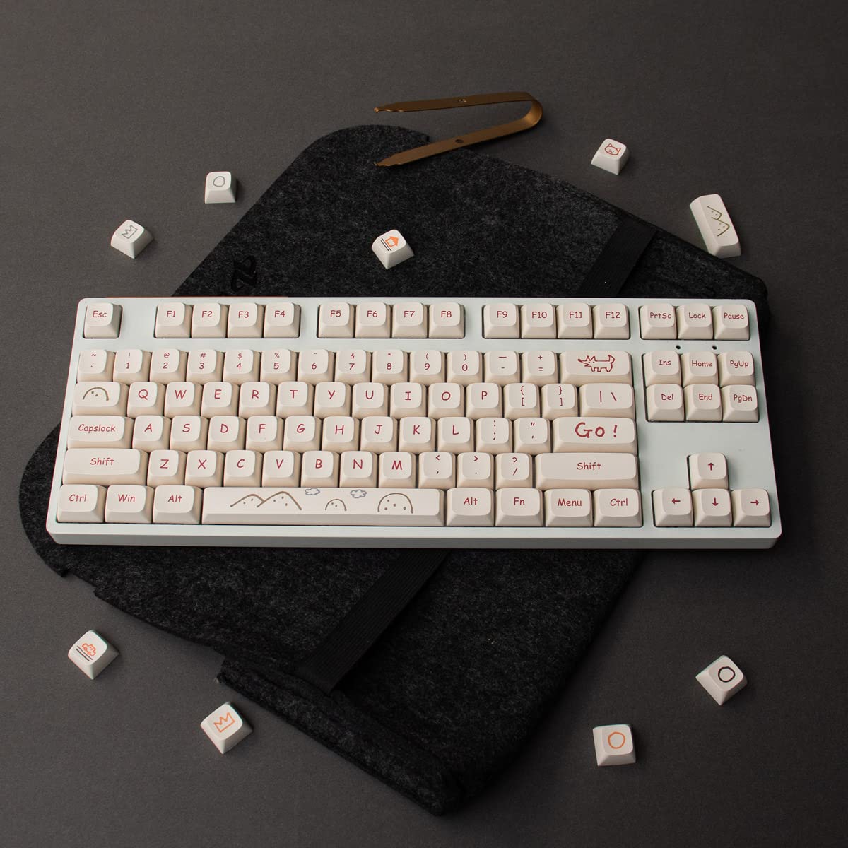 Sumgsn Keycaps 131 Keys XDA Profile PBT DYE-SUB Graffiti Cartoon Theme ANSI Layout with 6.25u Space Bar 1.75u/2u Shift Keycap Mechanical Keyboard