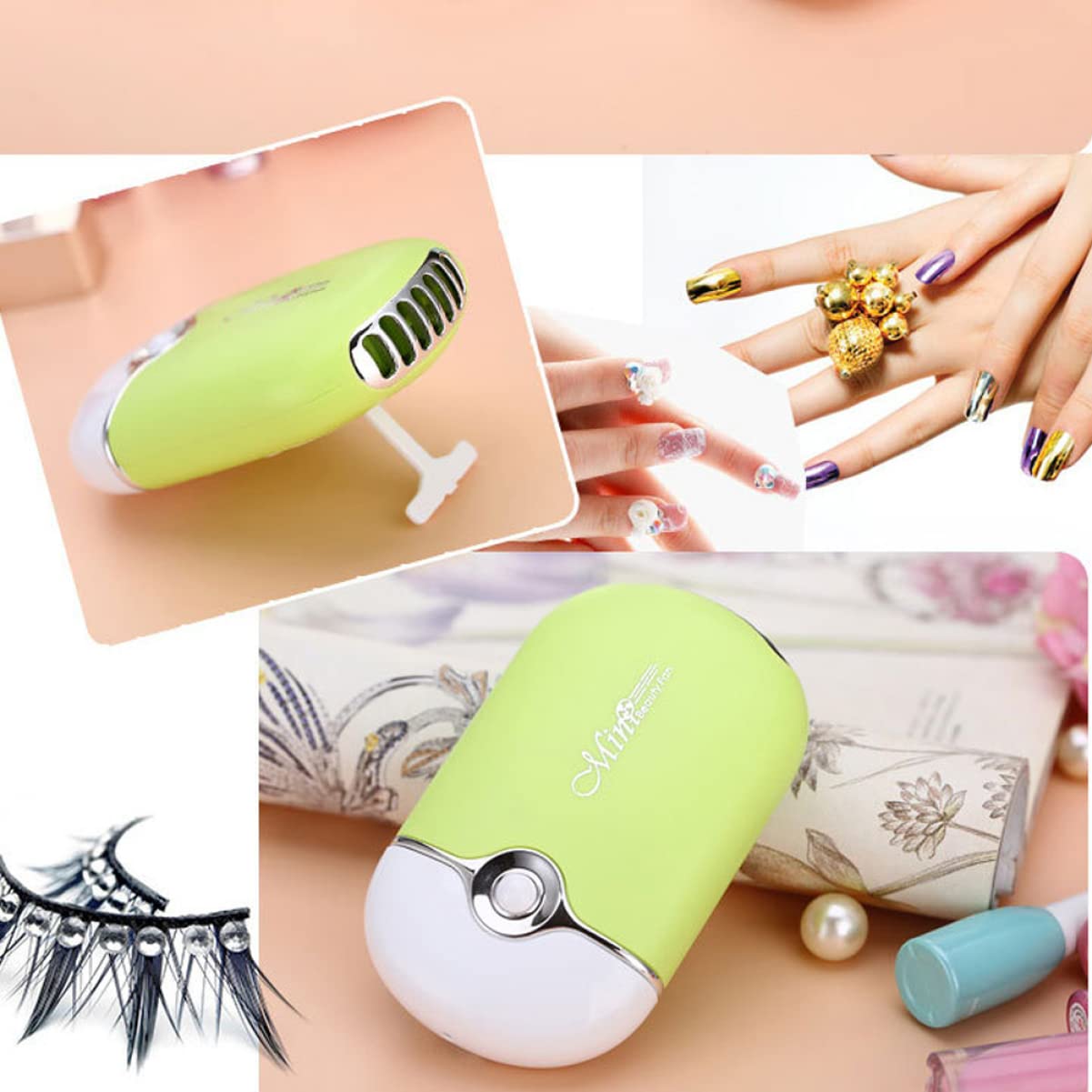 SOLUSTRE Fans 2pcs Blower Quick for Extension Conditioning Eyelash Fan Mini Green Dryer Air Usb