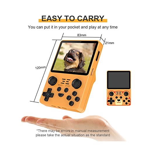 RGB20S Handheld Game Dual Card Console Retro Open Source System Built-in 20,000 Games RK3326 3.5-inch4:3 IPS Screen (Color : Orange 48GB)
