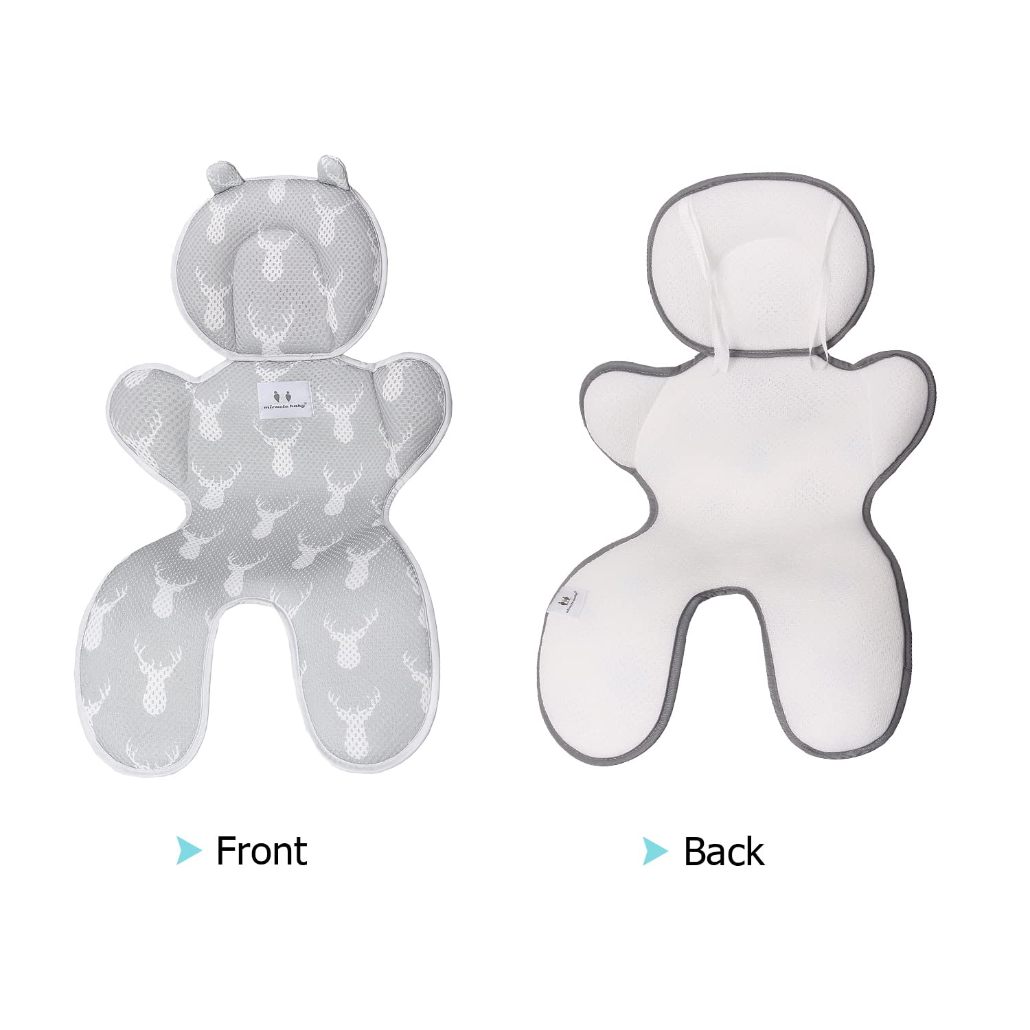 Stroller Seat Liner Pad for Children 3D Mesh Breathable Stroller Liner Insert Cover Stroller Cushion Pad for Baby Infant Double Layer (Grey Deer)