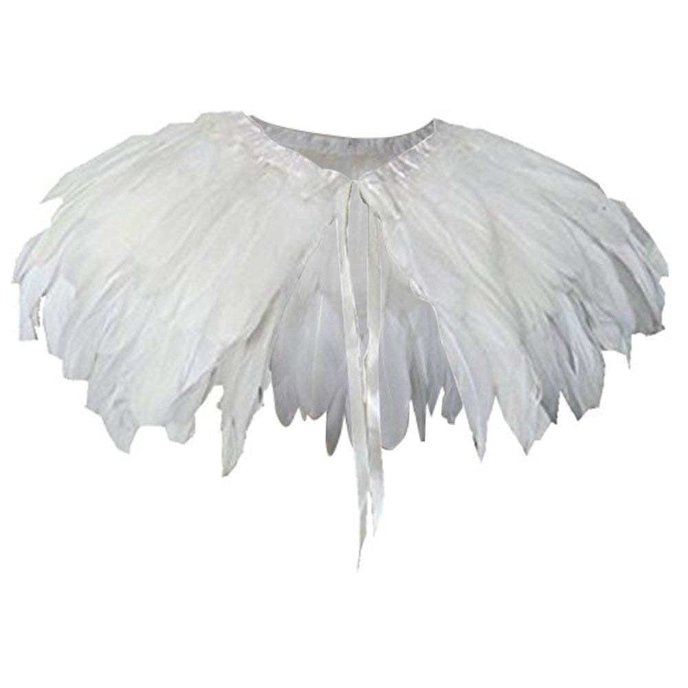 L'VOW Fashion Feather Cape Stole Black White Beige Shawl Burning Man Costumes