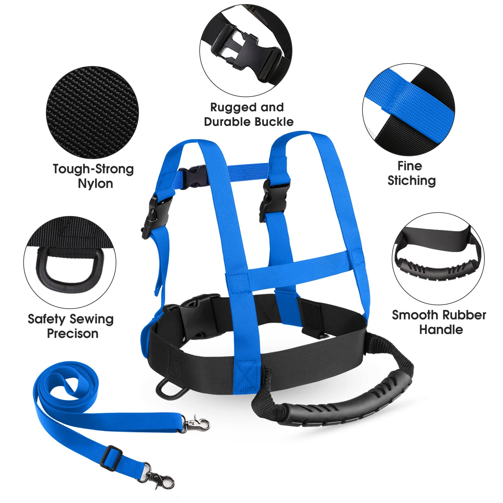 Odoland 4-in-1 Kid's Beginner Snow Skis with Poles, Training Harness and Ski Tip Connector, Low-Resistant Ski Boards for Age 4 and Under, Toddler Skiing Harness with Removable Leash, Dark Blue