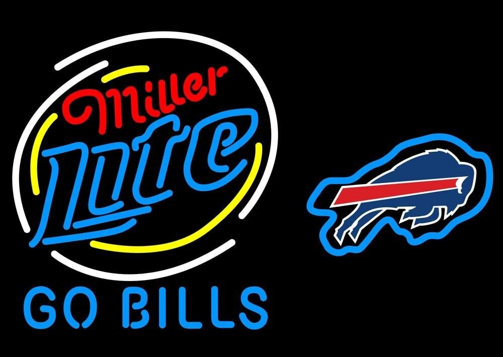Queen Sense 10" Vivid Millers Lite Buffalos Sports Team Bill Go Bill LED Sign Light Lamp Cute Bright Neon Wall Decor STS069