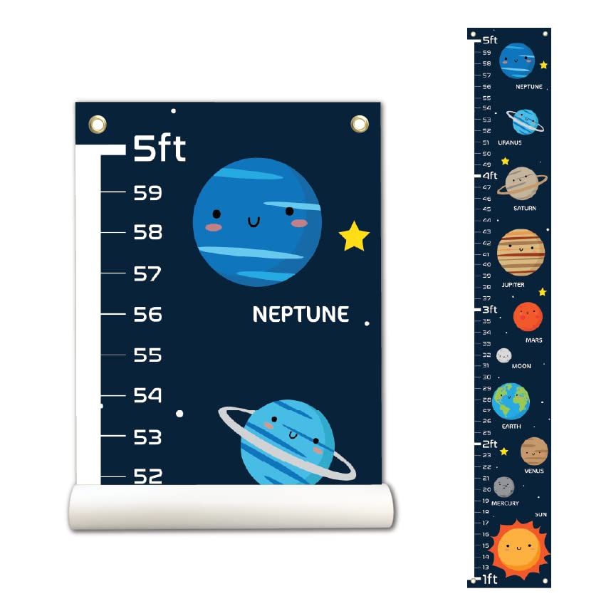 Sungwon Kids Canvas Growth Chart, Height Chart, Growth Chart Banner, Planet Growth Chart