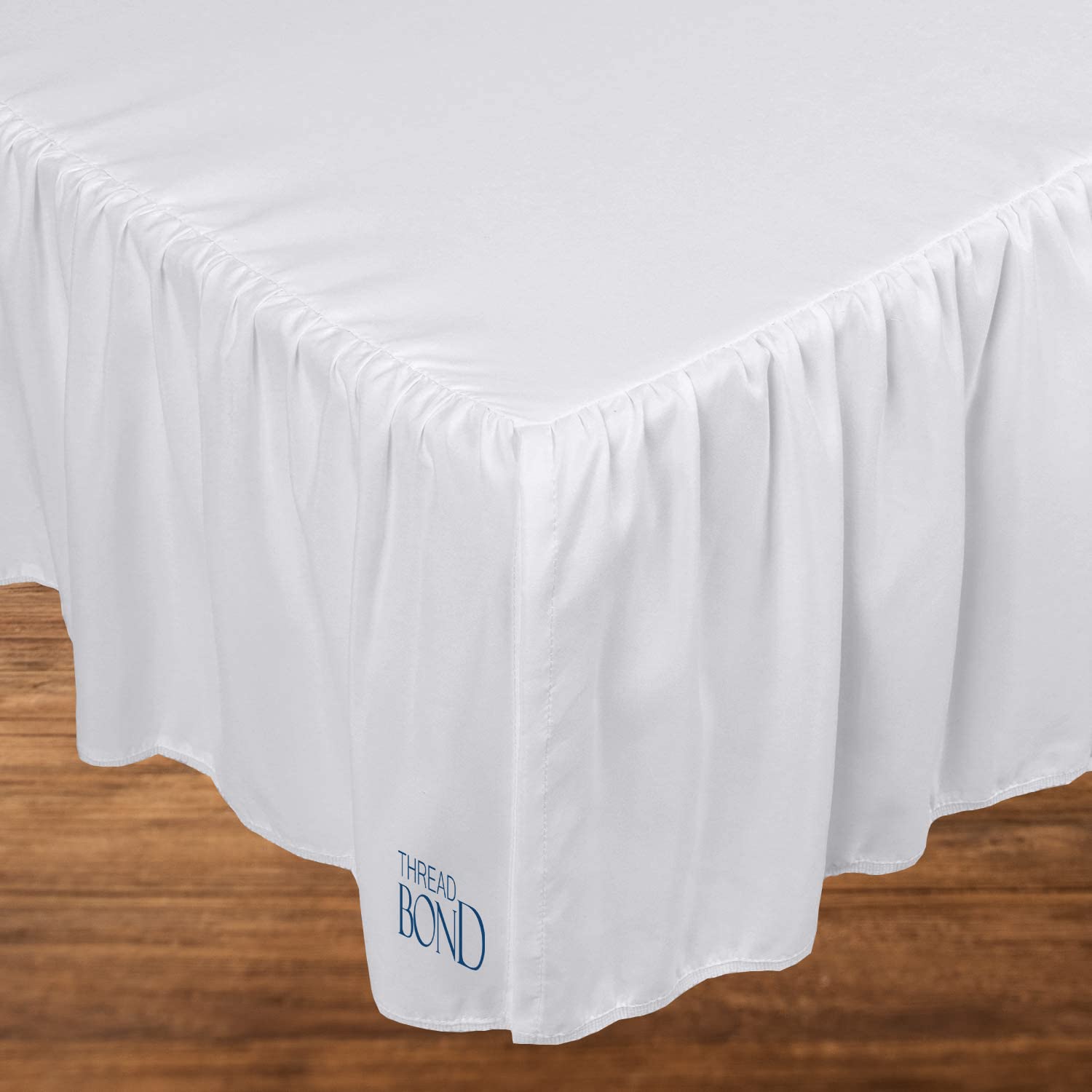 Thread Bond Crib Skirt 100% Microfiber-Durable Elegance for Baby Boys & Girls -Beautiful Ruffles for a Charming Finish -Soft Breathable-Easy On & Off Pleated with a 14β Drop (White Solid)