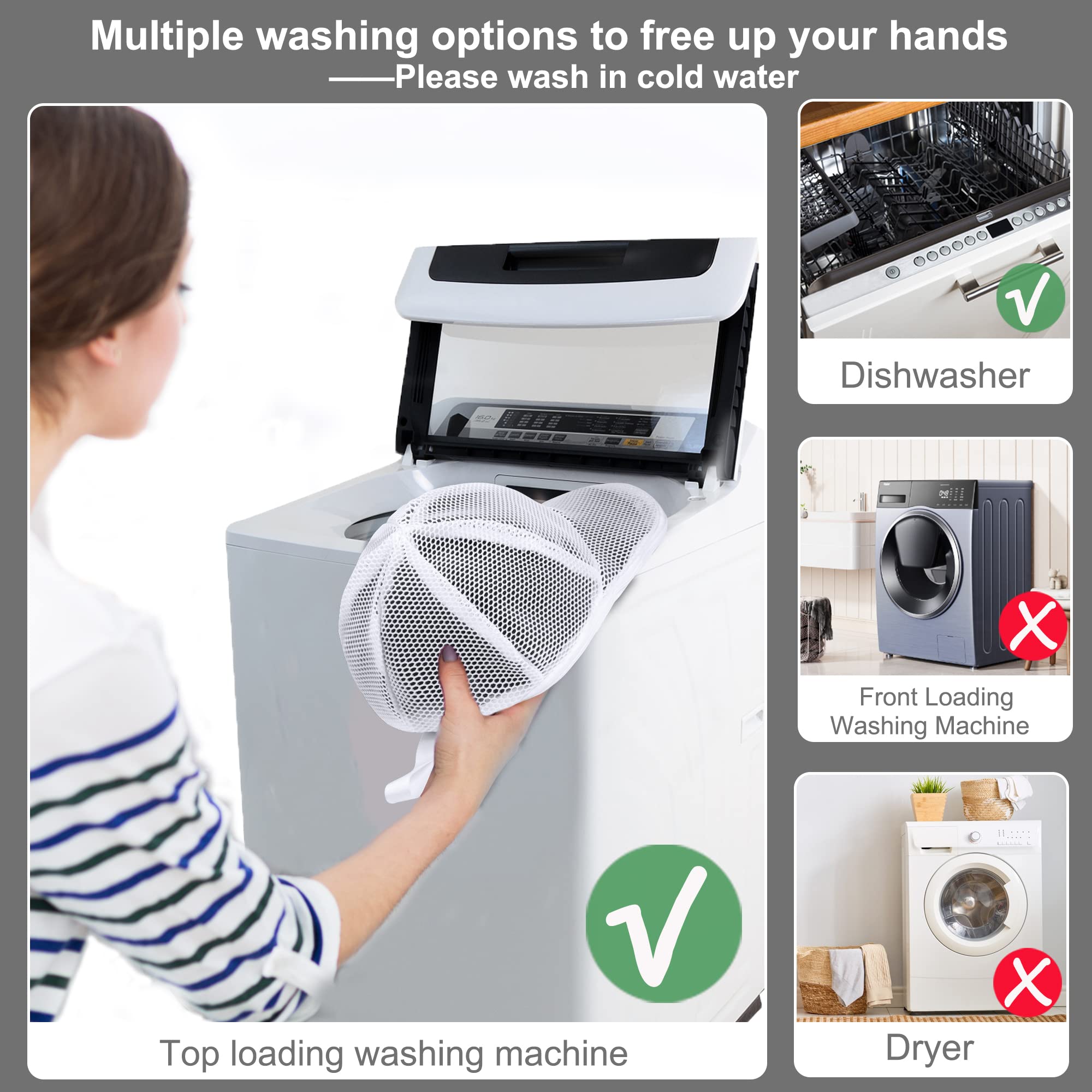 MAGTSMEI Hat Washer for Baseball Caps, 1Pack Hat Cleaner for Baseball Caps, Hat Storage Hat Holder cage for Dishwasher, Foldable Washing Hat Rack Protector Organizer for Flat & Curved Hats