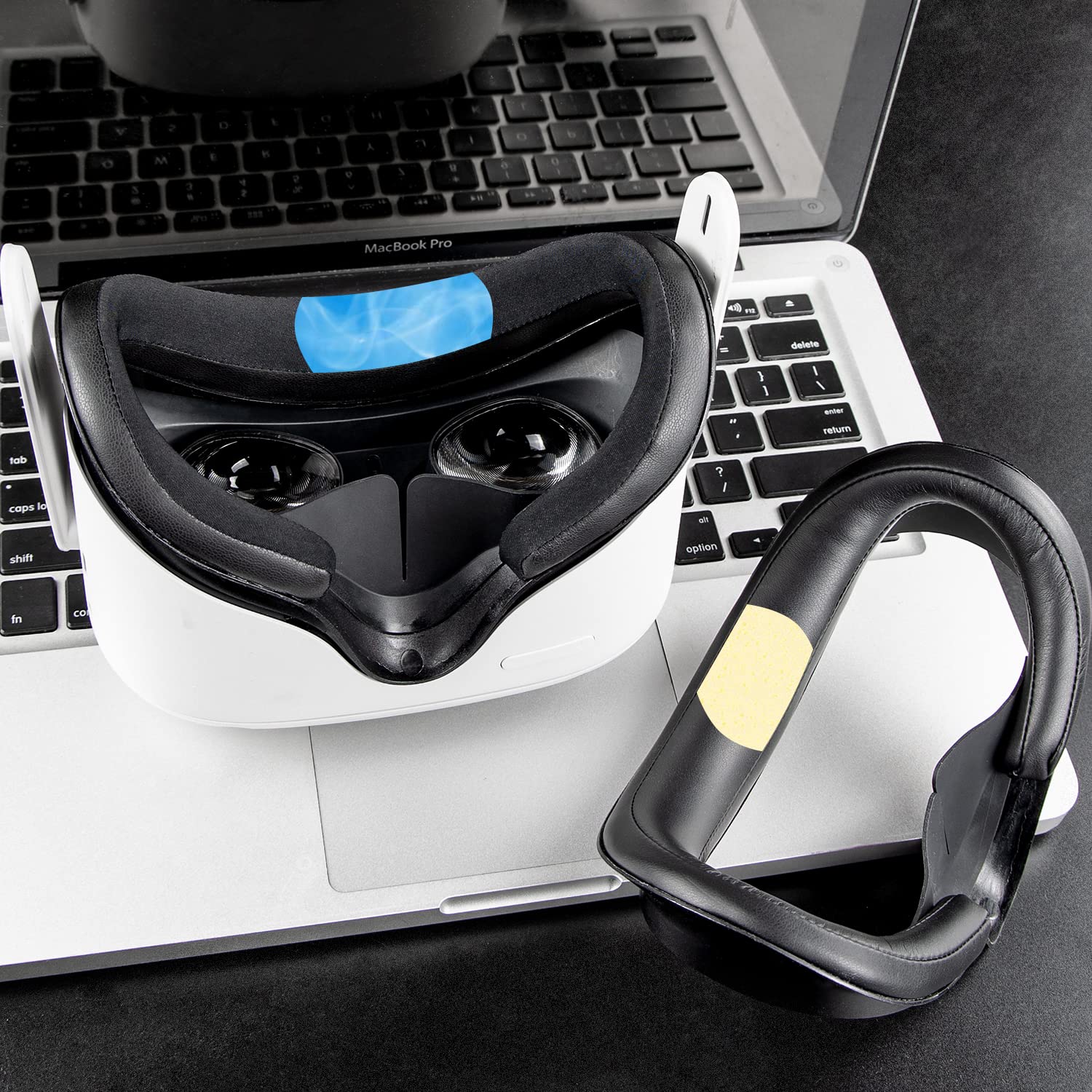 SOULWIT 2Pcs Face Cushion Cover (Facial Interface) Replacement Kit for Oculus Quest 2, Softer Protein Leather + Cooling Gel, Anti-Leakage Nose Pad, VR Accessories for Meta Quest 2 (CG+PL Cover)