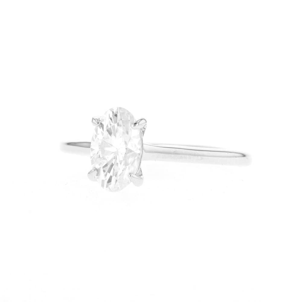 RITZIN Elongated Oval Cut 2 Carat White Moissanite Solitaire Engagement Rings in 925 Sterling Silver - 6