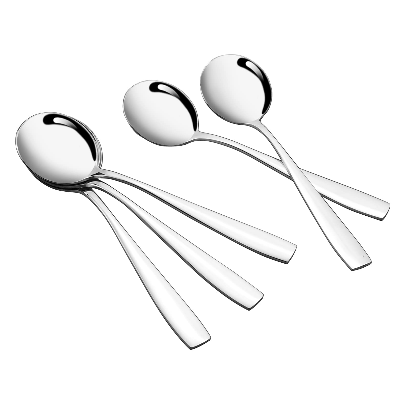 Nicesh 16-Piece Stainless Steel Round Soup Spoons, Round Bouillon Spoons