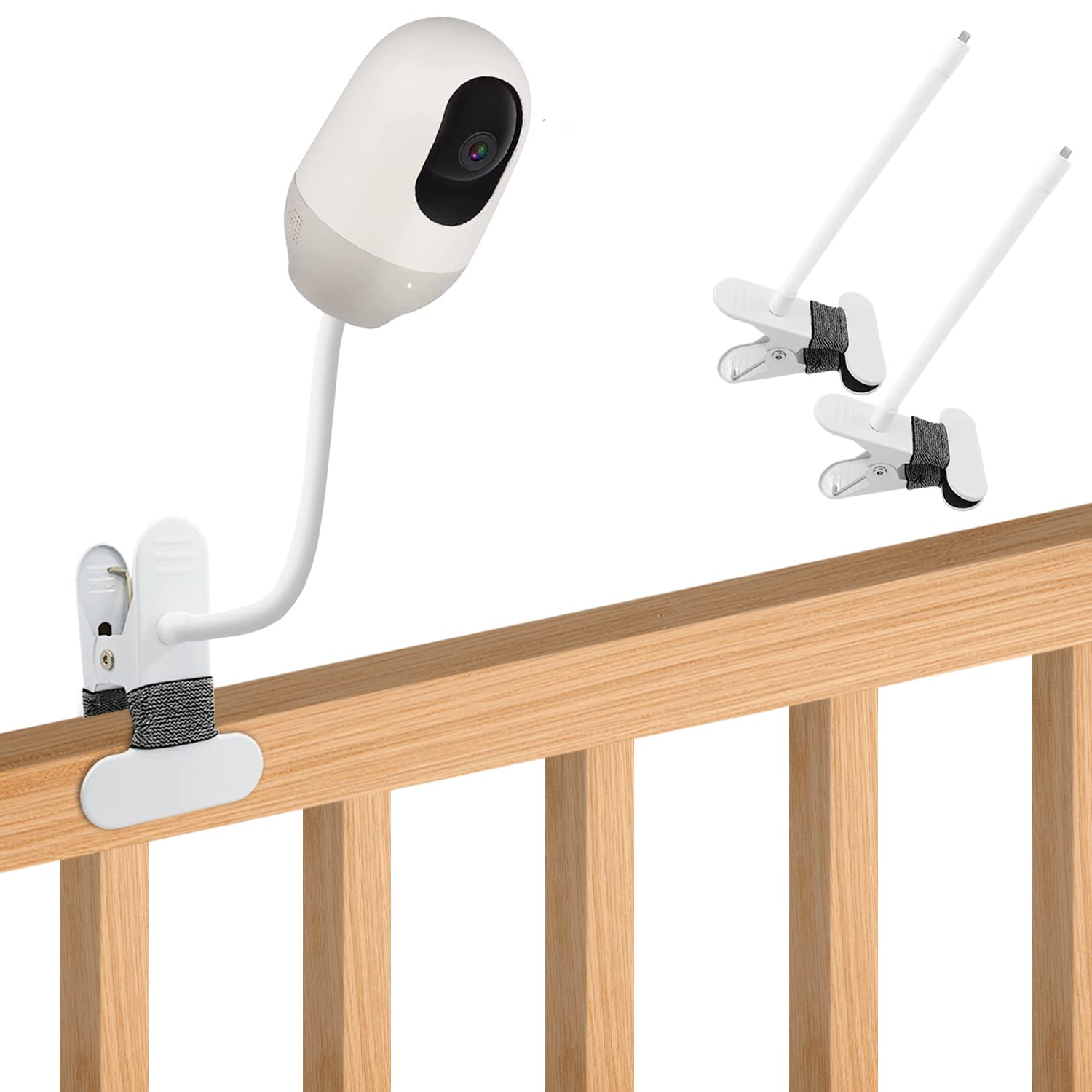 SZAOYU Flexible Clip Mount Compatible with Nooie and Other Baby Monitor Camera with 1/4 Threaded Hole Without Tools or Wall Damage - White (Flexible clamp Mount)