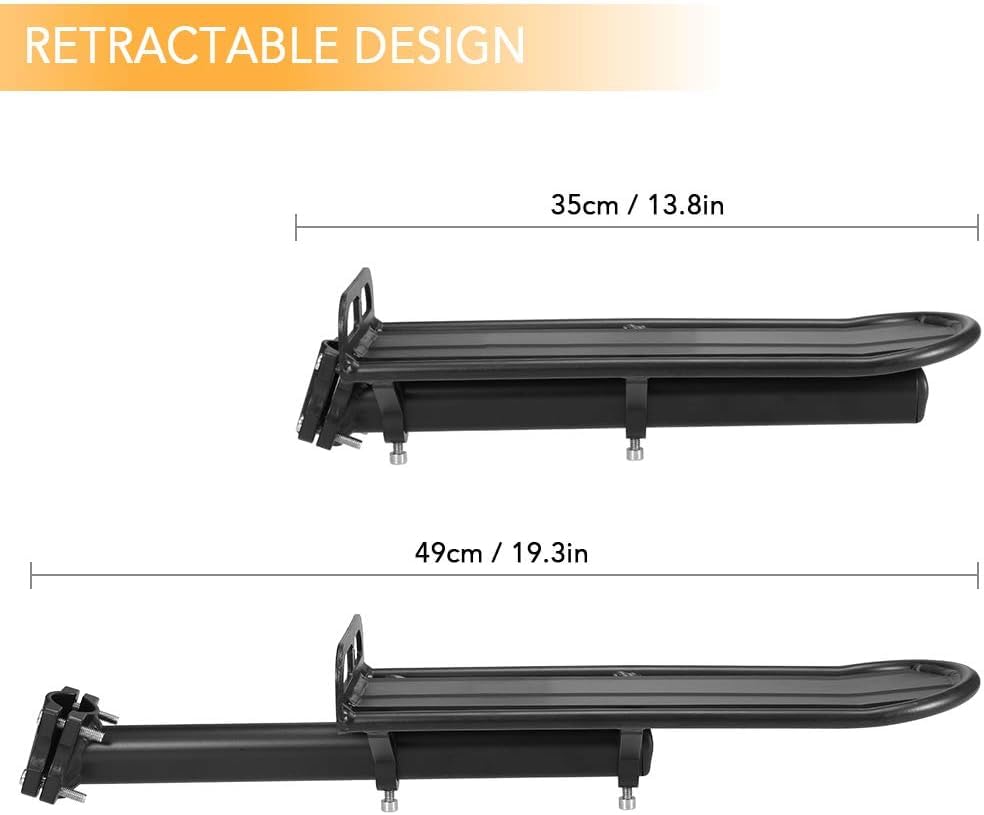 Lixada Bicycle Luggage Rack Retractable Aluminum Alloy Bicycle Holder Bicycle Rear Post Rack Bicycle Bag Luggage Cargo Carrier Rack