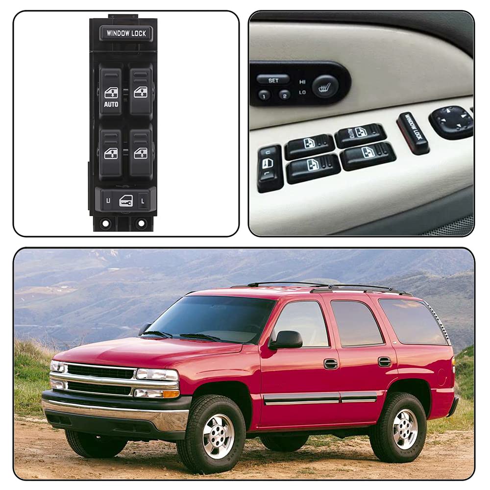 Obaee Car Power Window Switch Control Open Button Compatible with 2000 2001 2002 Chevy Tahoe Suburban Silverado Avalanche GMC Yukon Sierra 1500 2500 3500 Cadillac Escalade Replaces 19259961 15062650