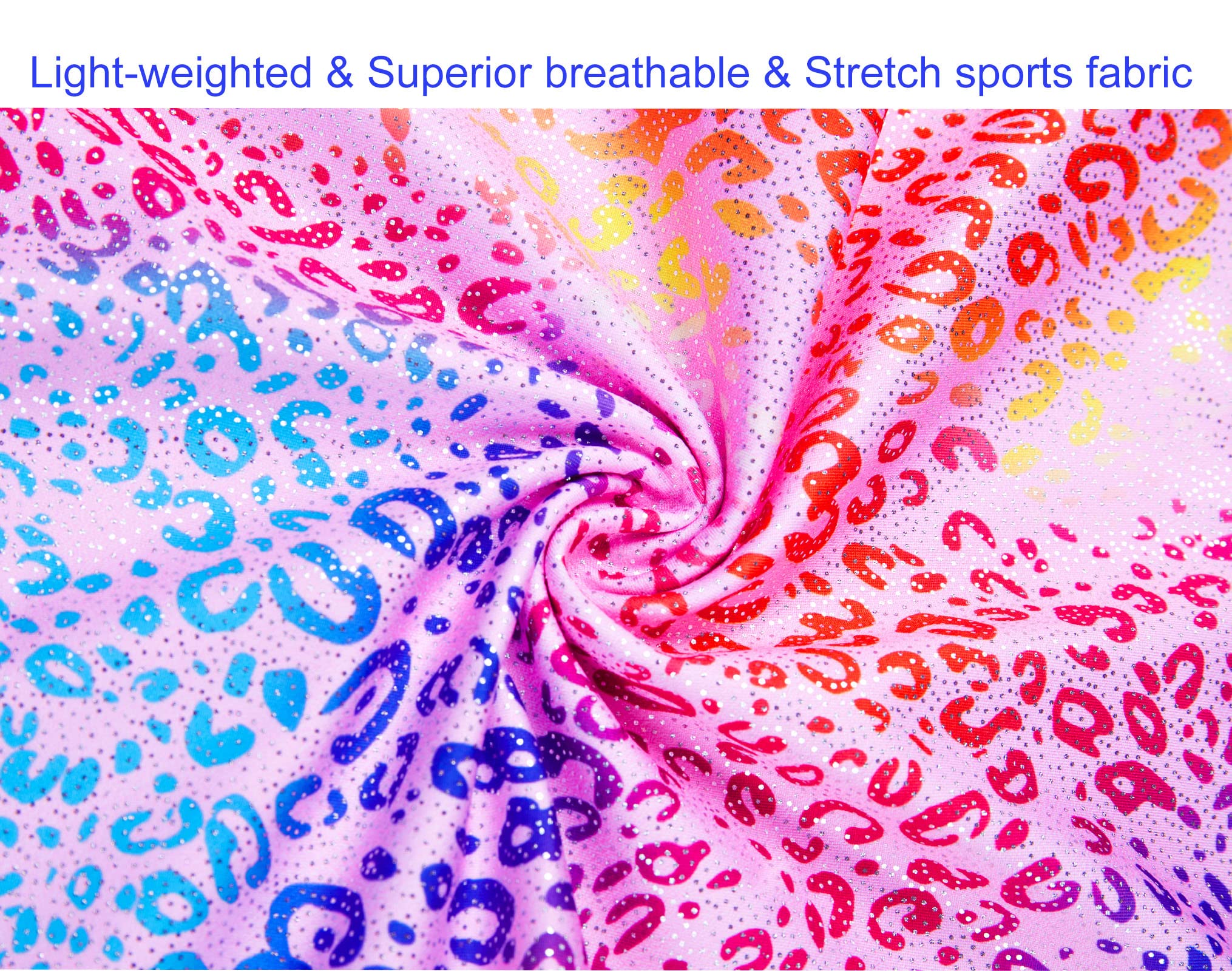 rainbowsnow Girls Gymnastics Leotards Size 5-6 Years Old Sparkly Pink Leopard Sleeveless Tank Biketard