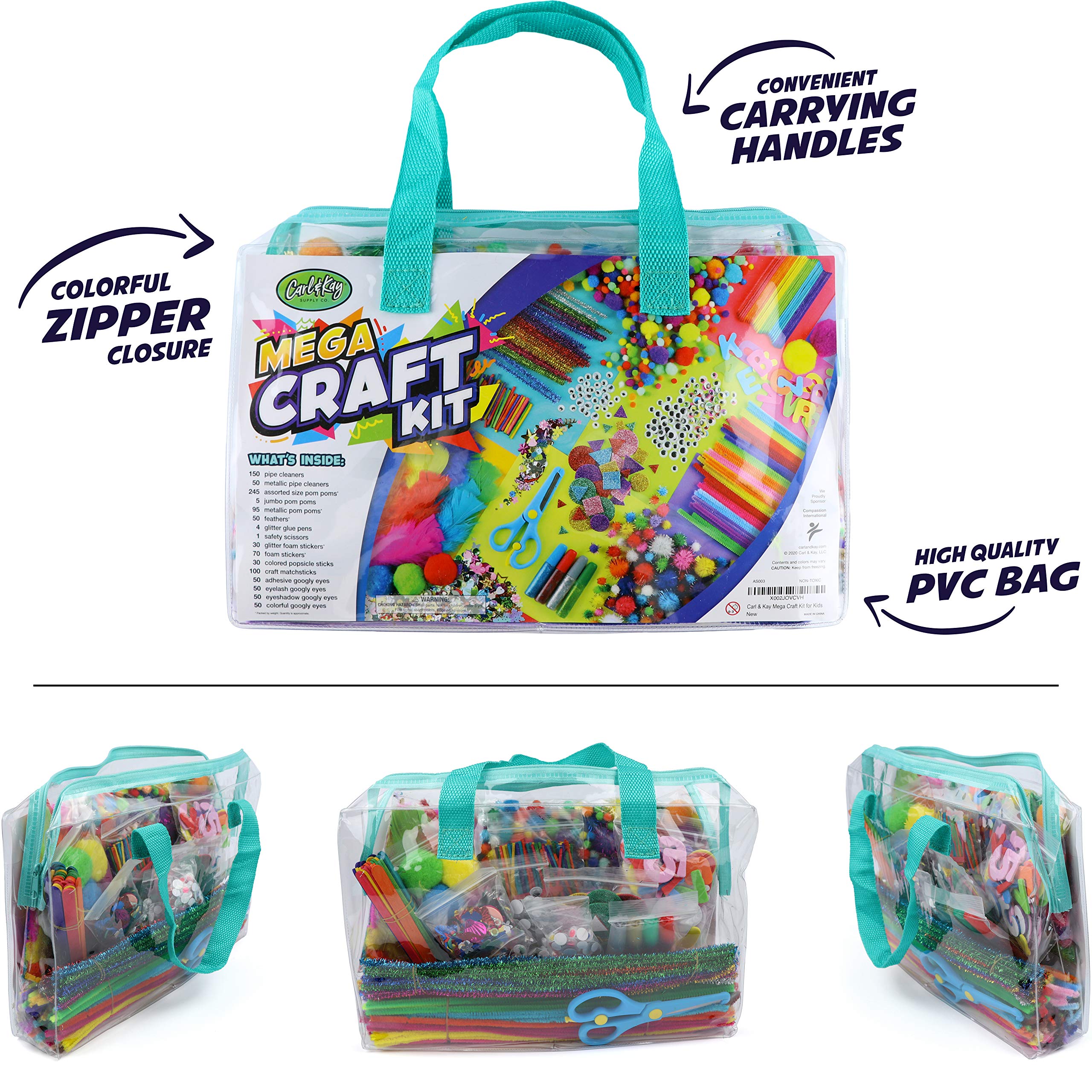 Mega Arts and Crafts Kit for Kids Age 4-8 - Toddler Art Supplies for Preschool, Kindergarten, Homeschool Projects
