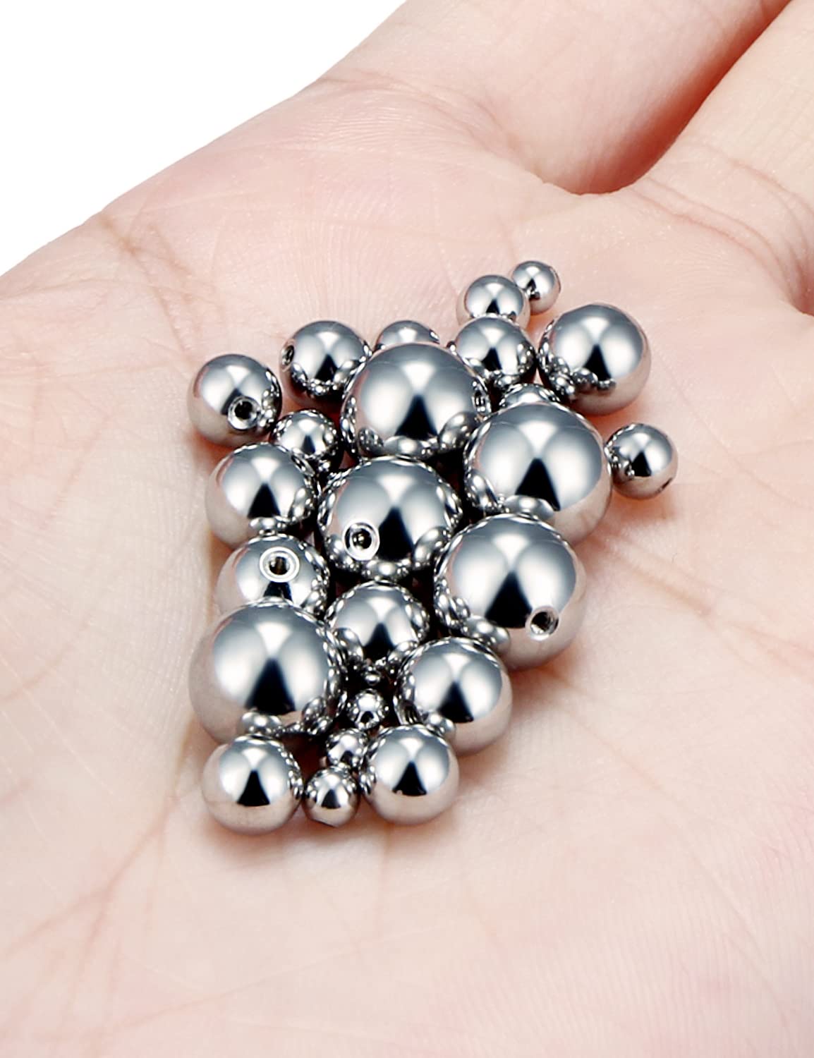 Prjndjw 25Pcs 16G Replacement Balls Externally Threaded Surgical Steel Piercing Balls Industrial Barbell Septum Eyebrow earring Lip Tongue Nipple Belly Button Piercing Rings Parts 3MM 4MM 5MM 6MM 8MM