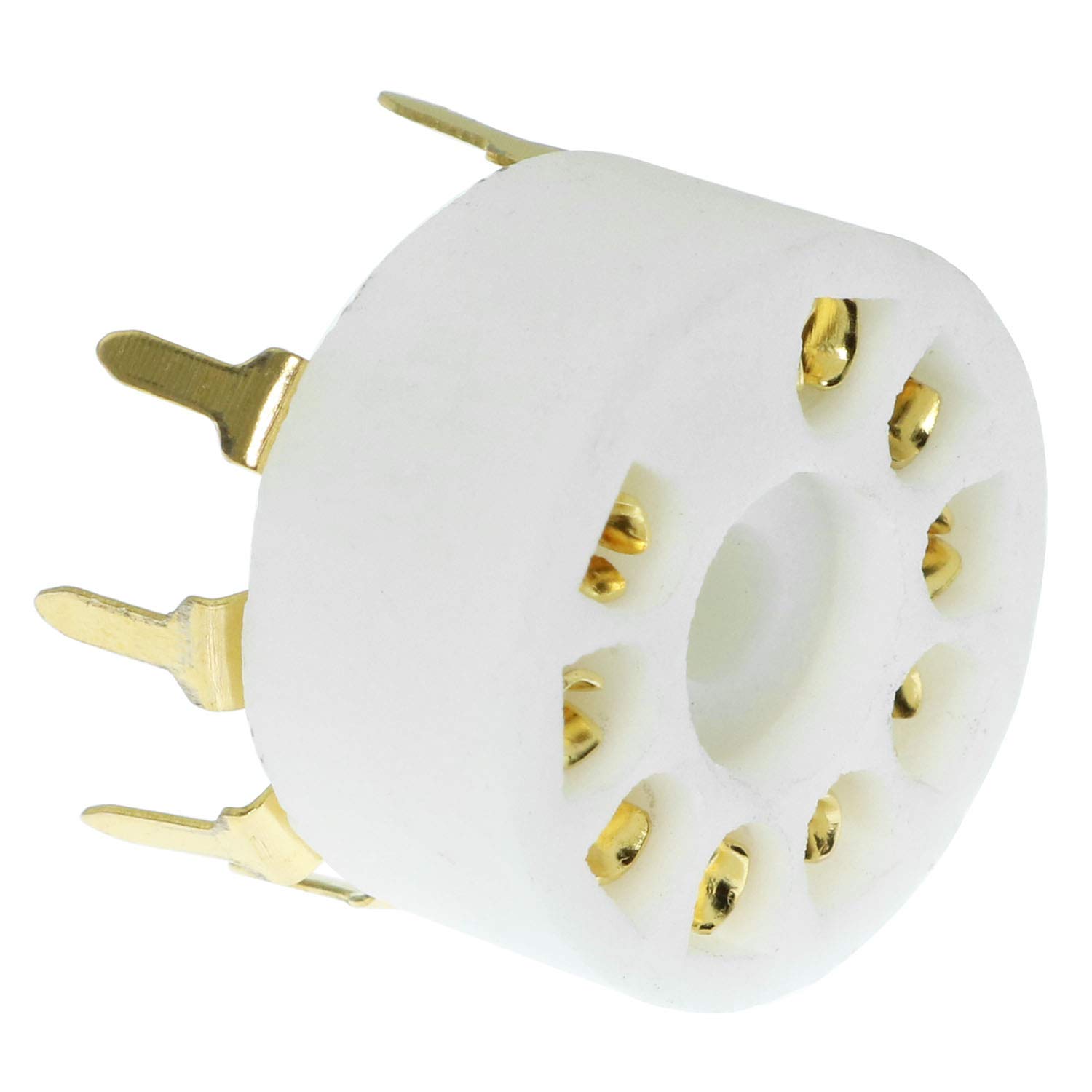 Magic&shell 4PCS B9A Ceramic 9 Pin Gold PCB Tube Socket for 12AX7/ECC83/6922/6n11