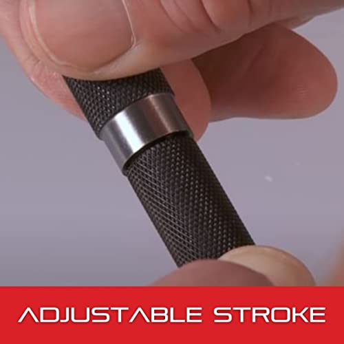 Starrett Steel Automatic Center Punch with Adjustable Stroke - 5-1/4" (130mm) Length, 11/16" (17mm) Punch Diameter, Lightweight, Knurled Steel Handle - 18C