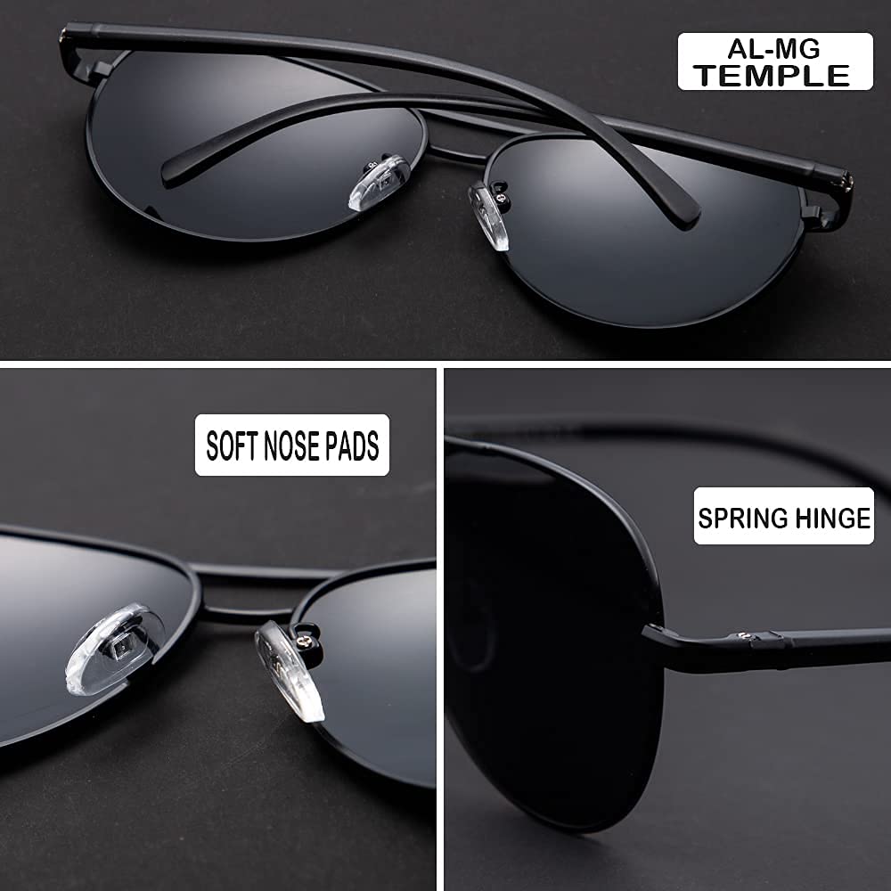 NOSKIN Classic Aviator Al-Mg Lightweight Polarized Sunglasses for Men Women Vintage UV protection Retro Shades With Leather Case