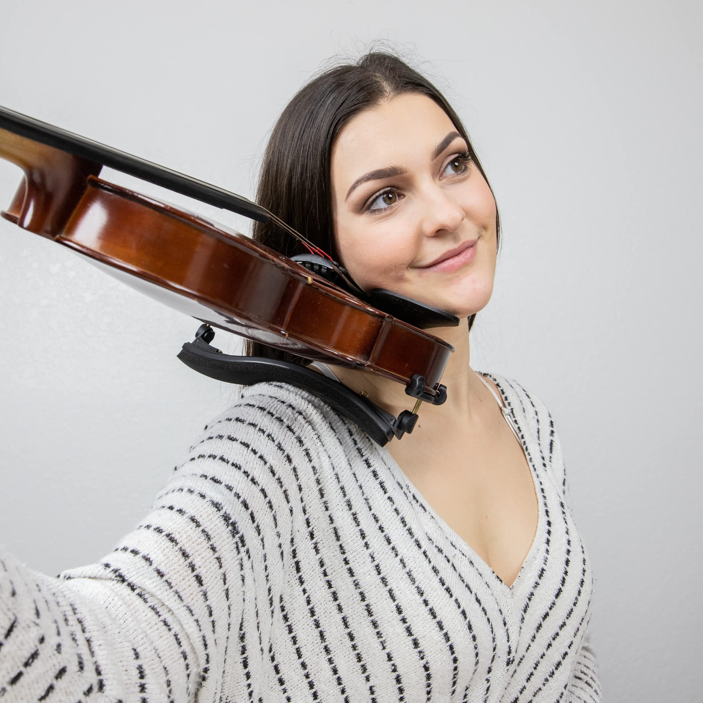 Raj Unique Collection Violin Shoulder Rest - Foam Shoulder Rest for 3/4 and 4/4 Size Violins and Violas - Adjustable Height and High Grip Collapsible Feet - Padded Cradle, Strain and Fatigue Remover