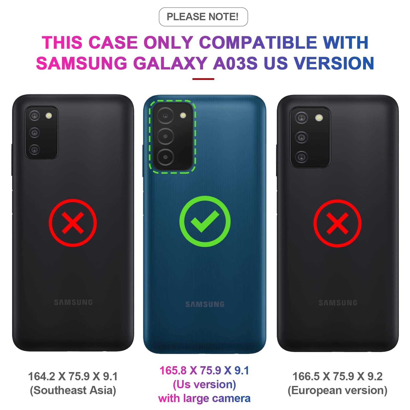 LeYi Samsung A03s Cellular Phone Case, Mint 360 Full Body Military-Grade Protection, Slide Camera Cover, Rotable Magnetic Ring Kickstand, 2 Packs Tempered Glass Screen Protector