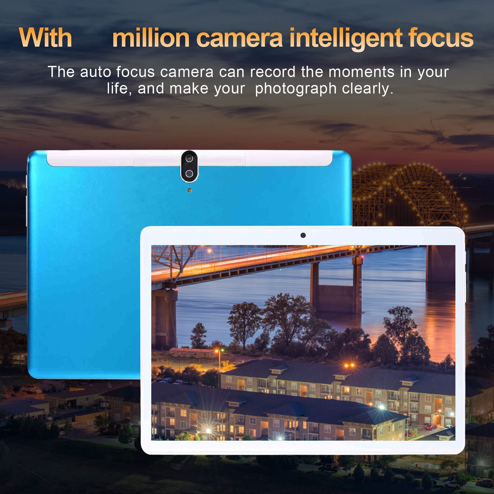 Tablet Android All-New Fire 10.1-inch, 1280 * 800 HD Display Tablets PC, Voice Call Game Video Learning Smart Tablet Built-in WiFi Blue-Tooth GPS, 1GB +16GB, Long Battery Life, Dual Camera (Blue)
