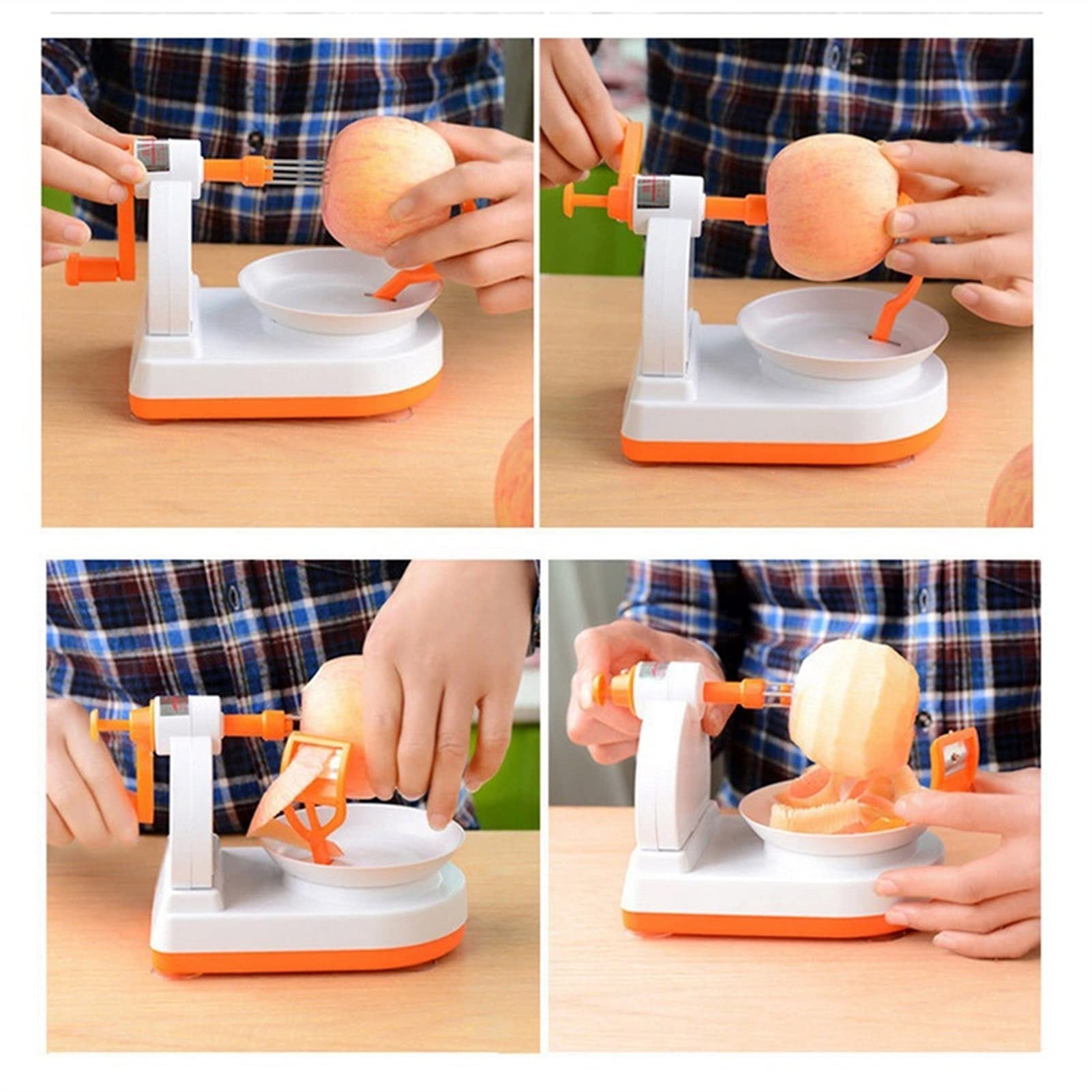 LKL Spiral Apple Peelers Rotating Hand Crank Peeler Fruit Potato Peeling Machine Fixed Suction Cup Stainless Steel Kitchen Peeling Tool