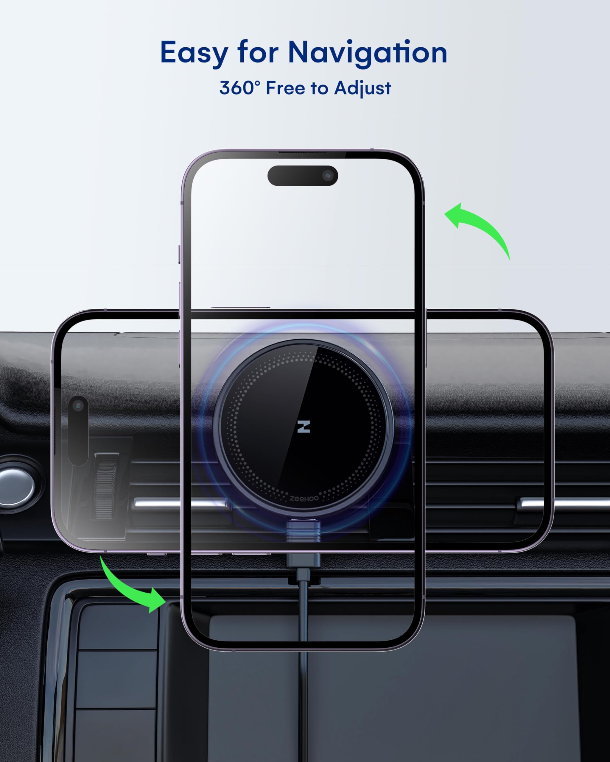 Magnetic Wireless Car Charger Mount, Mag-Safe Compatible Car Mount Wireless Charger, Dashboard & Air Vent Car Phone Mount Compatible for iPhone 15 14 13 12 Pro Max Mini etc