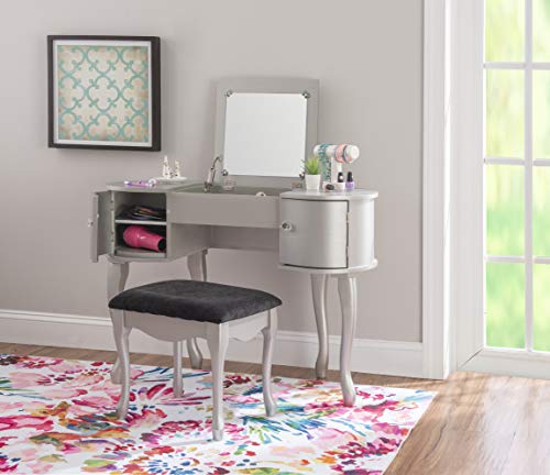 Linon Paloma Vanity Set, 30" x 40.5" x 19.25", Silver