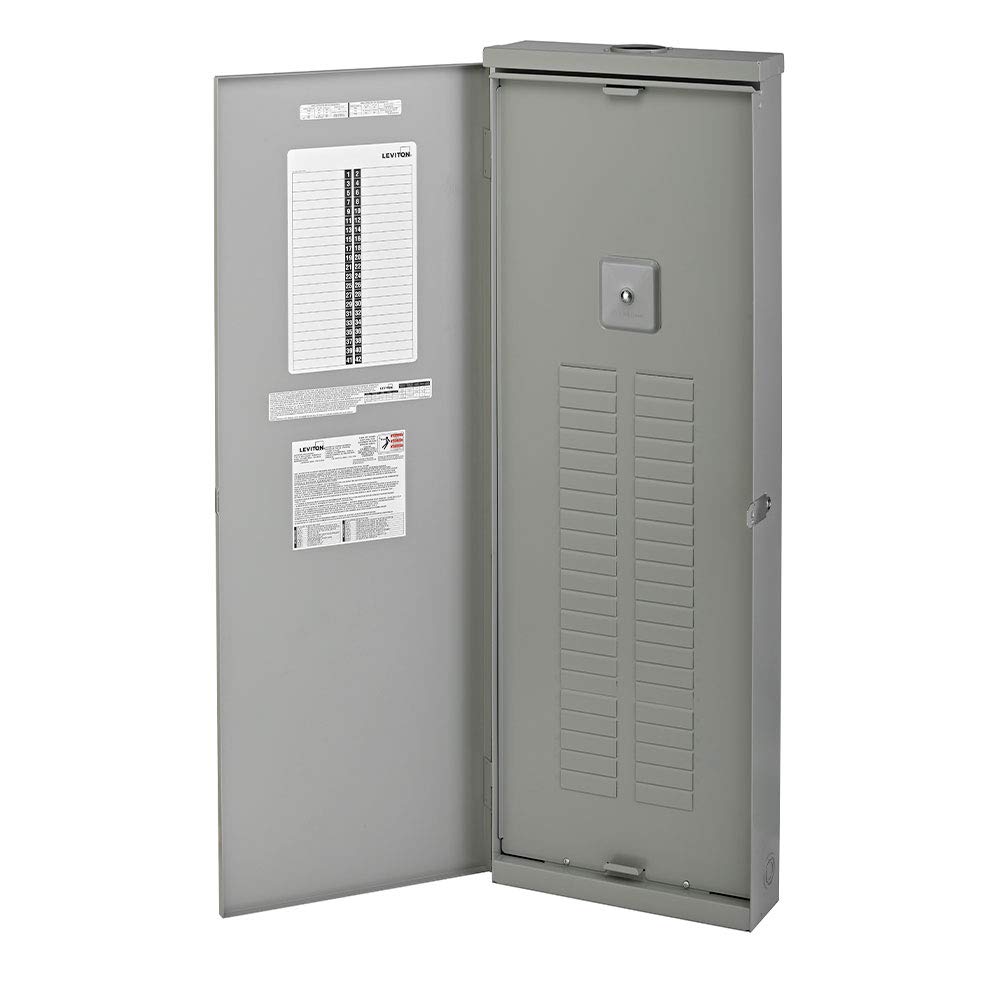 Leviton LP210-3B 20 Space, 20 Circuit Outdoor Load Center with 100A Main Circuit Breaker and Raintight Door, Gray