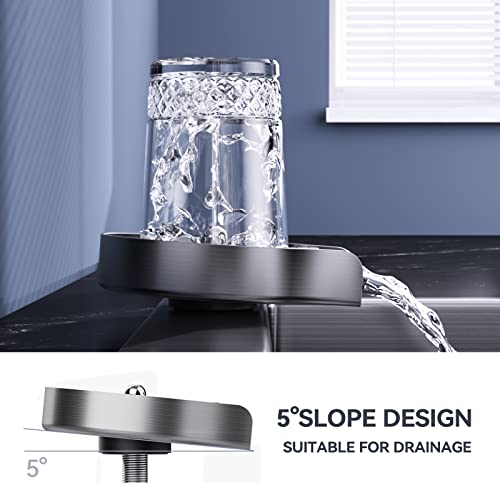 SinkPro Glass Rinser for Kitchen Sink Faucets, Bottle Cup Cleaning for Kitchen Sink Accessories, Kitchen Gadgets, Stainless Steel Quickly Cup Washer Suitable for Cleaning Baby Bottle, Gun Grey
