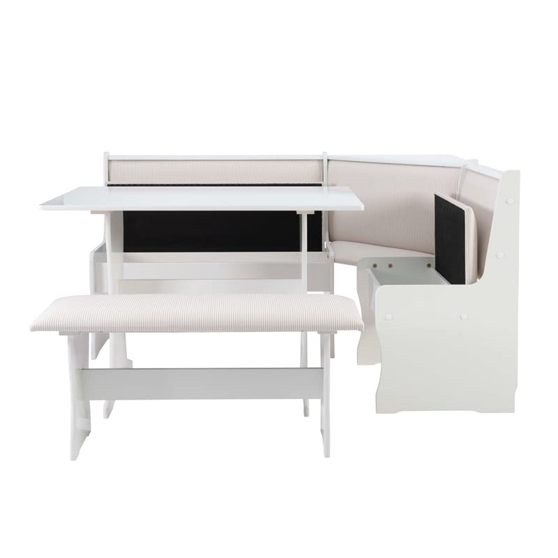 Linon Sanford Wood Storage Dining Nook in White