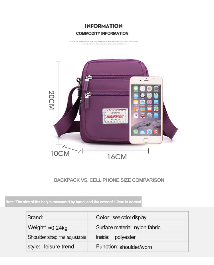 RKROUCO Casual Nylon Purse Handbag Crossbody Bag Waterproof Shoulder Bag for Women (Light Grey)