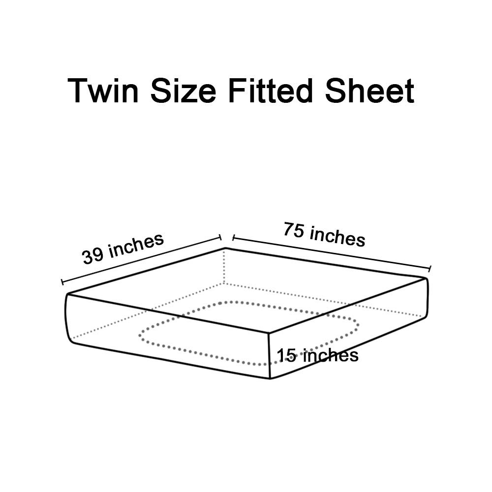 MICBRIDAL EAVD Cloud Print Kids Fitted Sheet Twin Cotton Blue Fitted Sheet for Boys Girls Super Cute Cloud Rain Print Twin Fitted Sheet Only with 15" Deep Pocket-Soft&Breathable