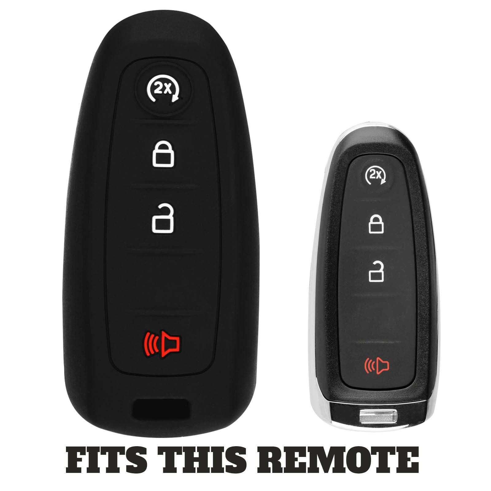 KeyGuardz Keyless Entry Remote Car Smart Key Fob Outer Shell Cover Soft Rubber Case for Ford M3N5WY8609