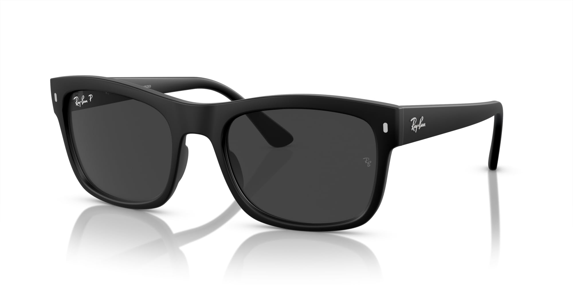 Ray-Ban RB4428 Square Sunglasses, Matte Black/Black Polarized, 56 mm