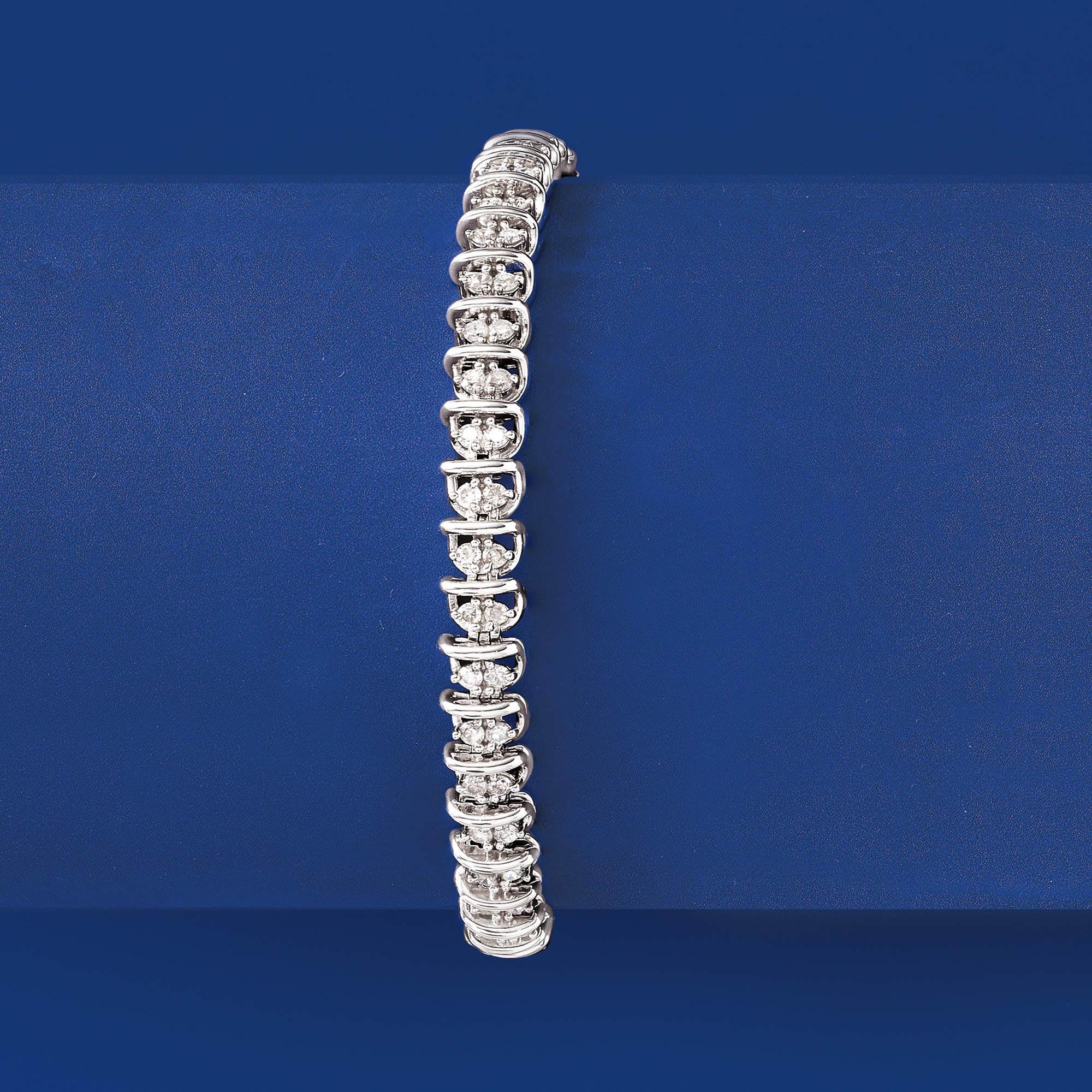 Ross-Simons 2.00 ct. t.w. Diamond Swirl-Link Tennis Bracelet in Sterling Silver. 7 inches