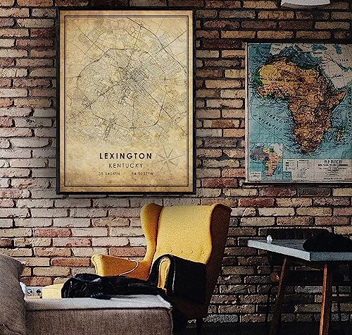 Lexington Vintage Map Print Lexington Map Kentucky Map Art Lexington City Road Map Poster Vintage Gift Map