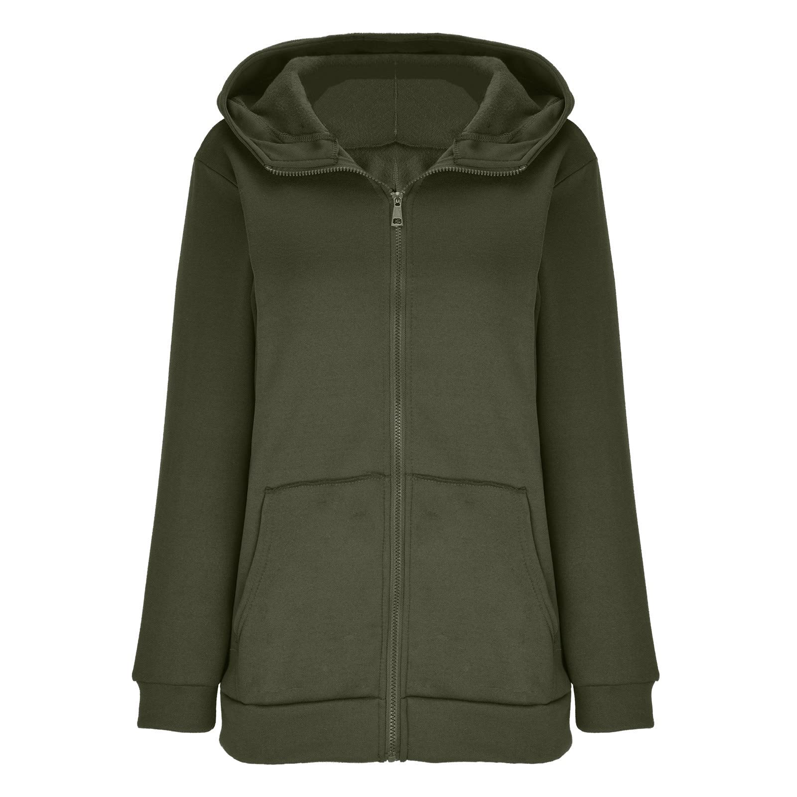 LFEOOST Womens Hoodies Full Zip Tunic Sweatshirts Fashion 2022 Winter Long Sleeve Solid Color Loose Hoodie Jacket with Pocket