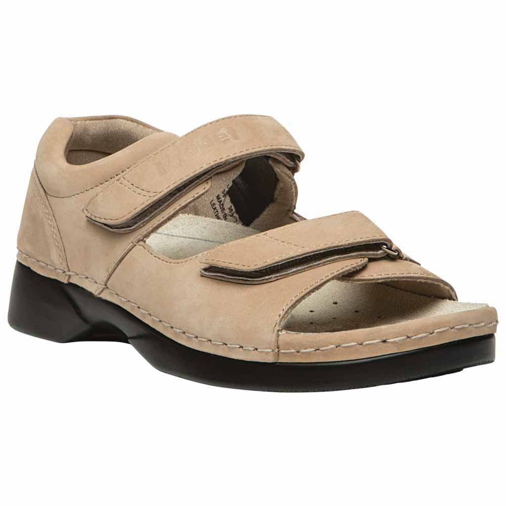 Propét womens W0089 Pedic Walker flats sandals, Dusty Taupe Nubuck, 9 XX-Wide US