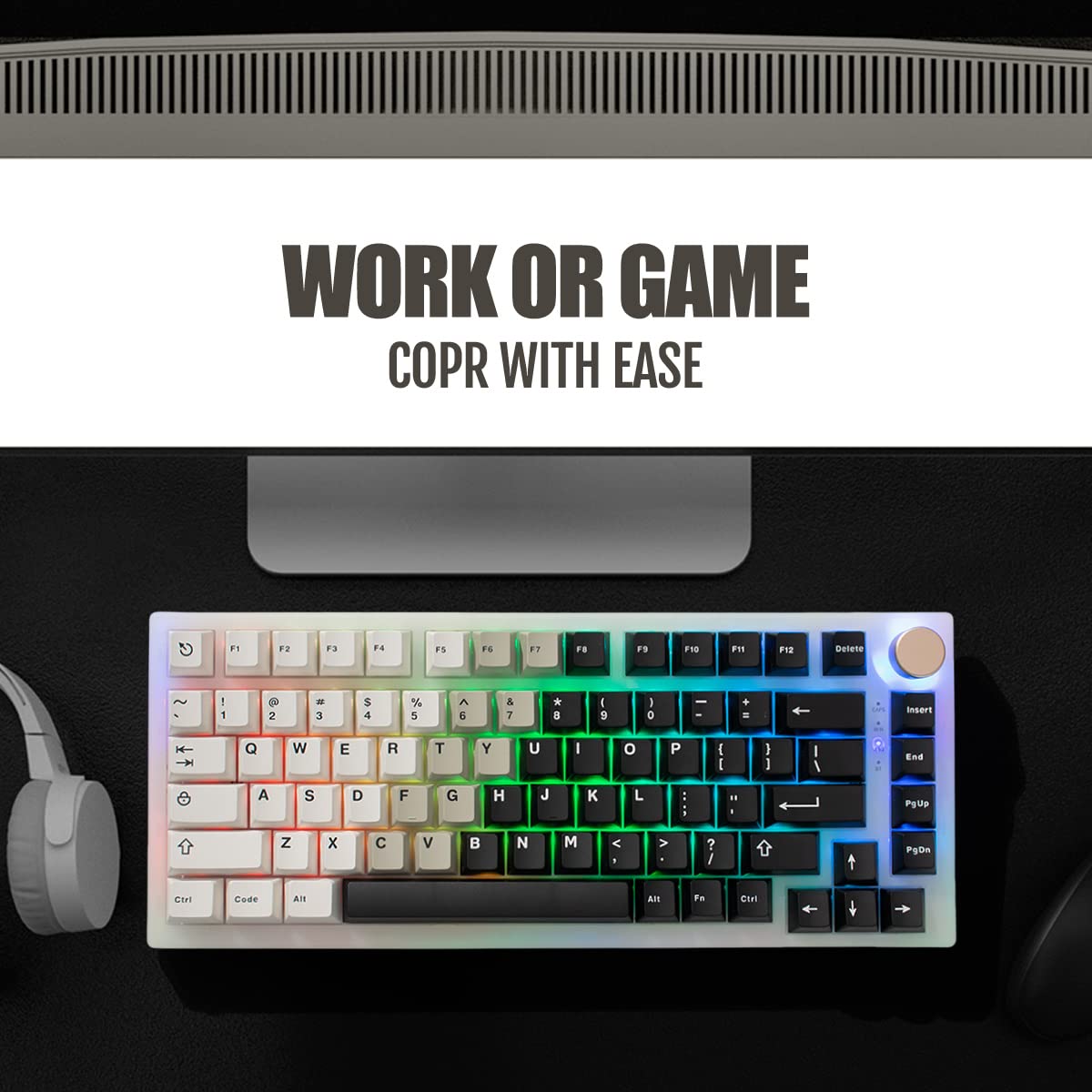 SUEHIODHY IK75 Pro Gasket Hot Swap Mechanical Keyboard 2.4GHz/Bluetooth 5.0/USB-C Gaming Keyboard with Knob 16.8M RGB Backlit Doubleshot Keycaps for Win/Mac(Mintcaps Lubed Switch)