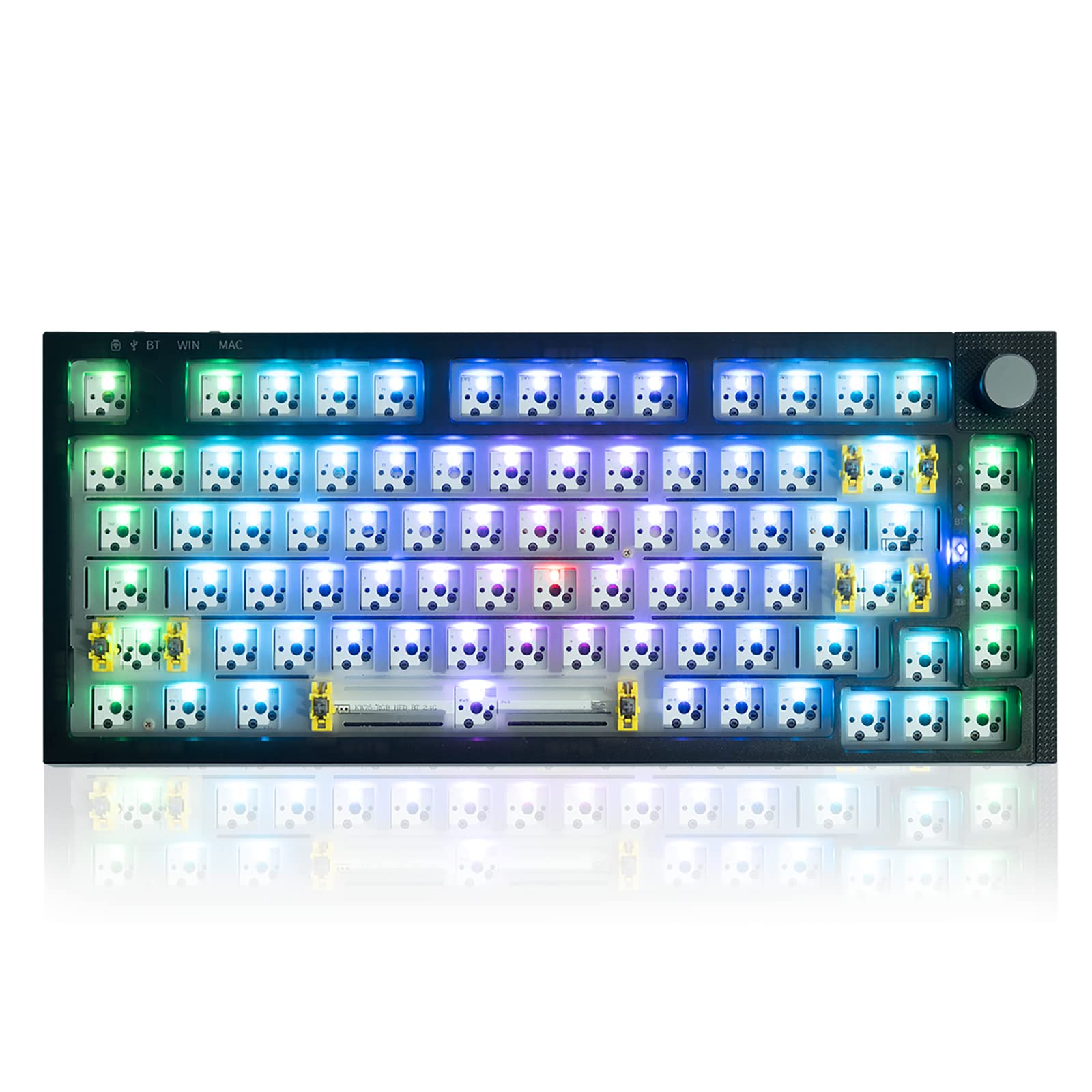SUEHIODHY KW75 Gaming Keyboard Kit Hot-Swap Mechanical Keyboard 2.4GHz/Bluetooth 5.0/USB-Cwith Knob RGB Backlit(Black)