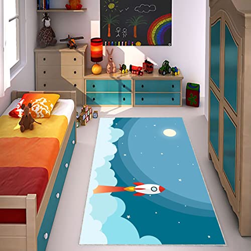 Space Rug, Spaceship Decor, Space Rocket Art, Space Rocket Rug, Kids Space, Rocket Stars, Kids Decor Rug, Decorative Rug, Kids Gift Carpets p81 (3.2x6.5 feet - 100x200 cm)